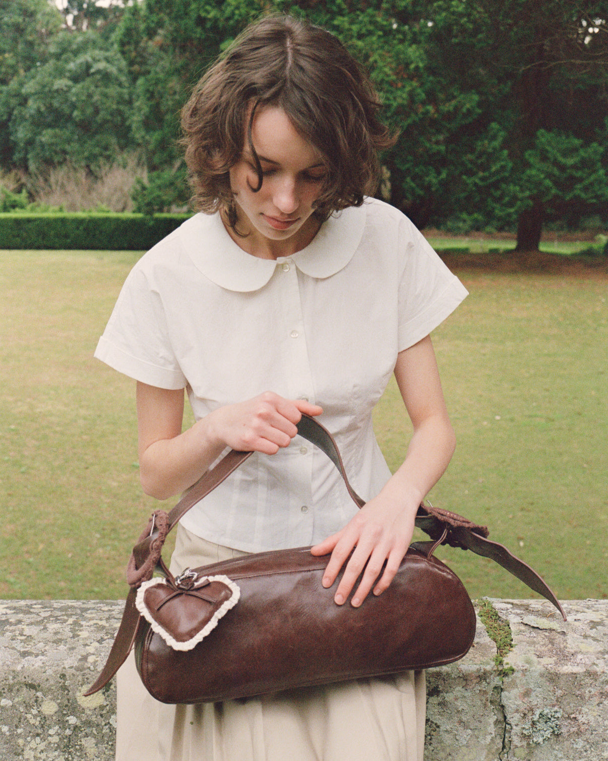 Tops: Curved Collar Cap Sleeve Shirt - White - My mum made it – MY MUM ...