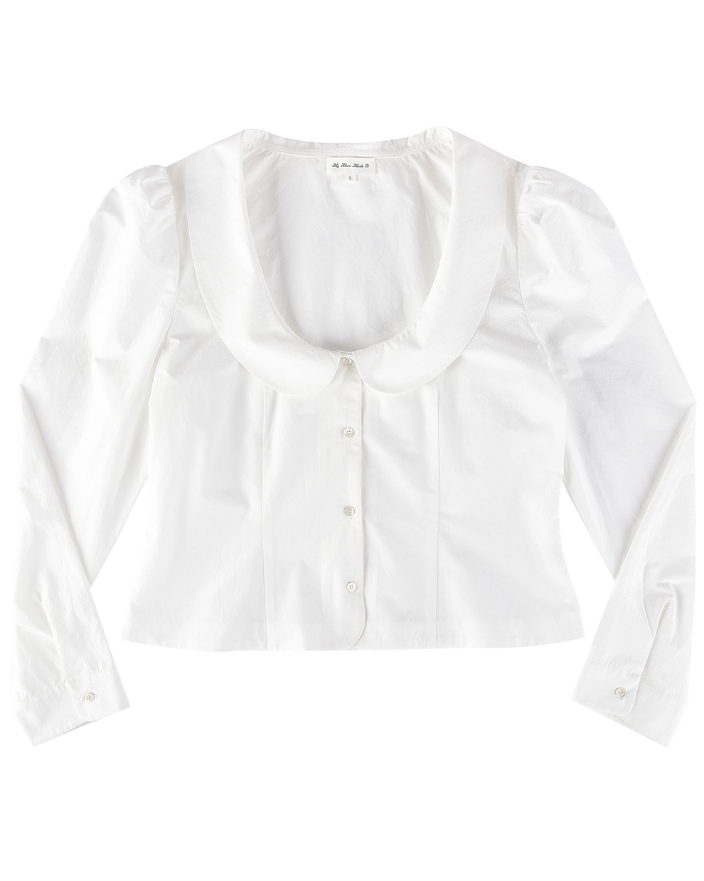 Tops: Curved Collar Button Shirt - White - My mum made it – MY MUM MADE IT